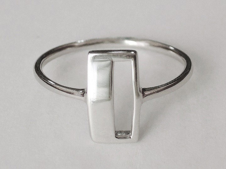 Half square ring geometric jewelry geometric ring silver | Etsy