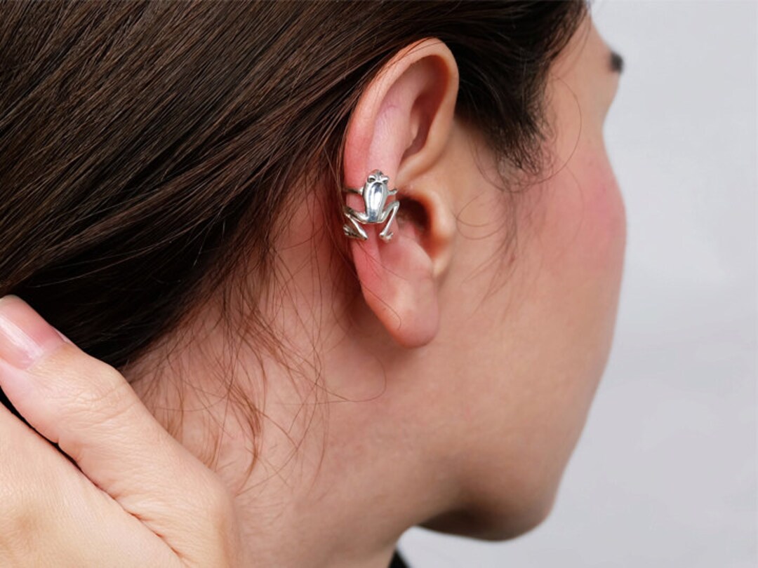 Ear Cuff Frog, Ear Cuff Climber, Silver Ear Cuff, Frog Earring, Earcuff ...