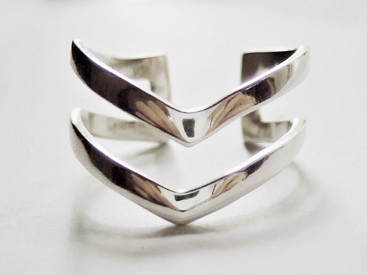 Double Chevron Ring Chevron Ring V Ring Chevron Adjustable | Etsy