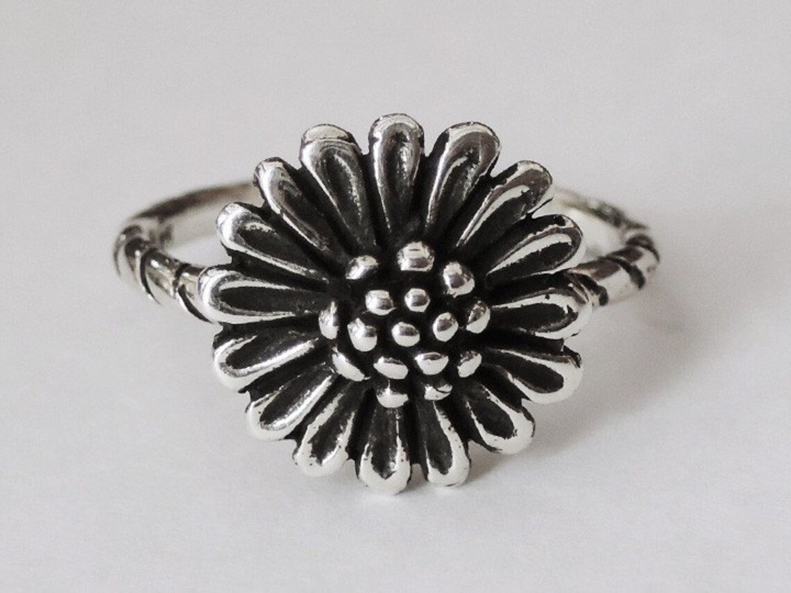 Sunflower Ring, Sterling Silver Ring, Sun Flower Ring, Flower Rings ...