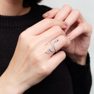 Snake Ring, Eye Snake Ring, Silver Snake Ring, Adjustable Snake Ring ...