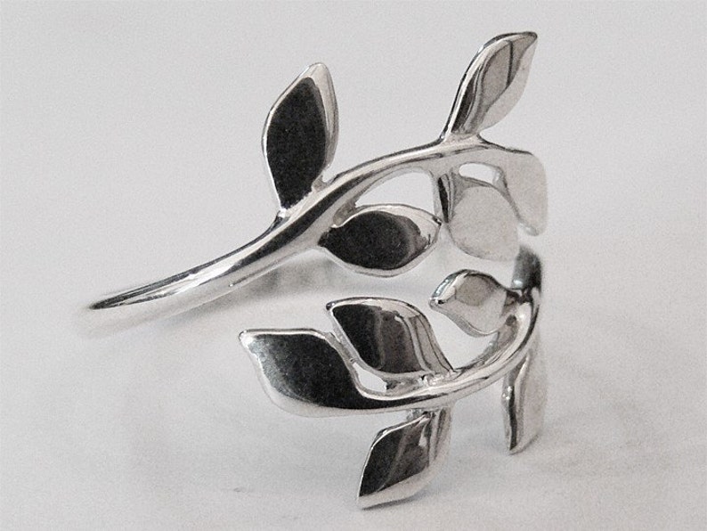 Leaf Ring, Flower Ring, Nature Ring, Wrap Ring, Adjustable Ring, Silver ...