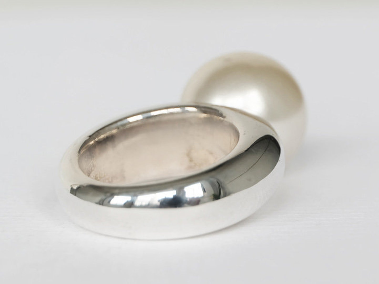 LARGE PEARL RING, Pearl Ring, White Pearl Ring, Big Pearl Ring, Pearl ...
