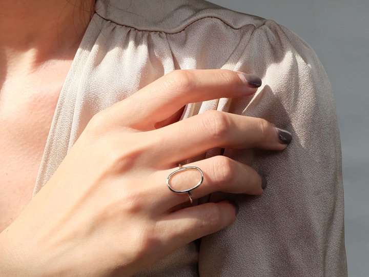 Open circle ring circle ring silver circle ring minimalist | Etsy