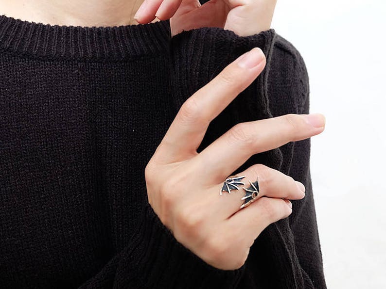 Dragon wing rings handmade rings dragon jewelry silver | Etsy