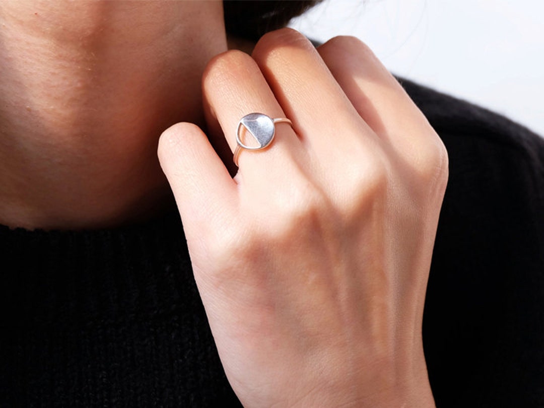 Half Circle Ring, Open Circle Ring, Silver Circle Ring, Minimalist Ring ...