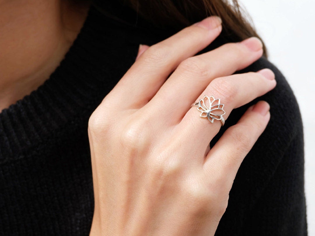 Lotus Ring, Silver Lotus, Silver Lotus Ring, Flower Ring, Lotus Flower ...