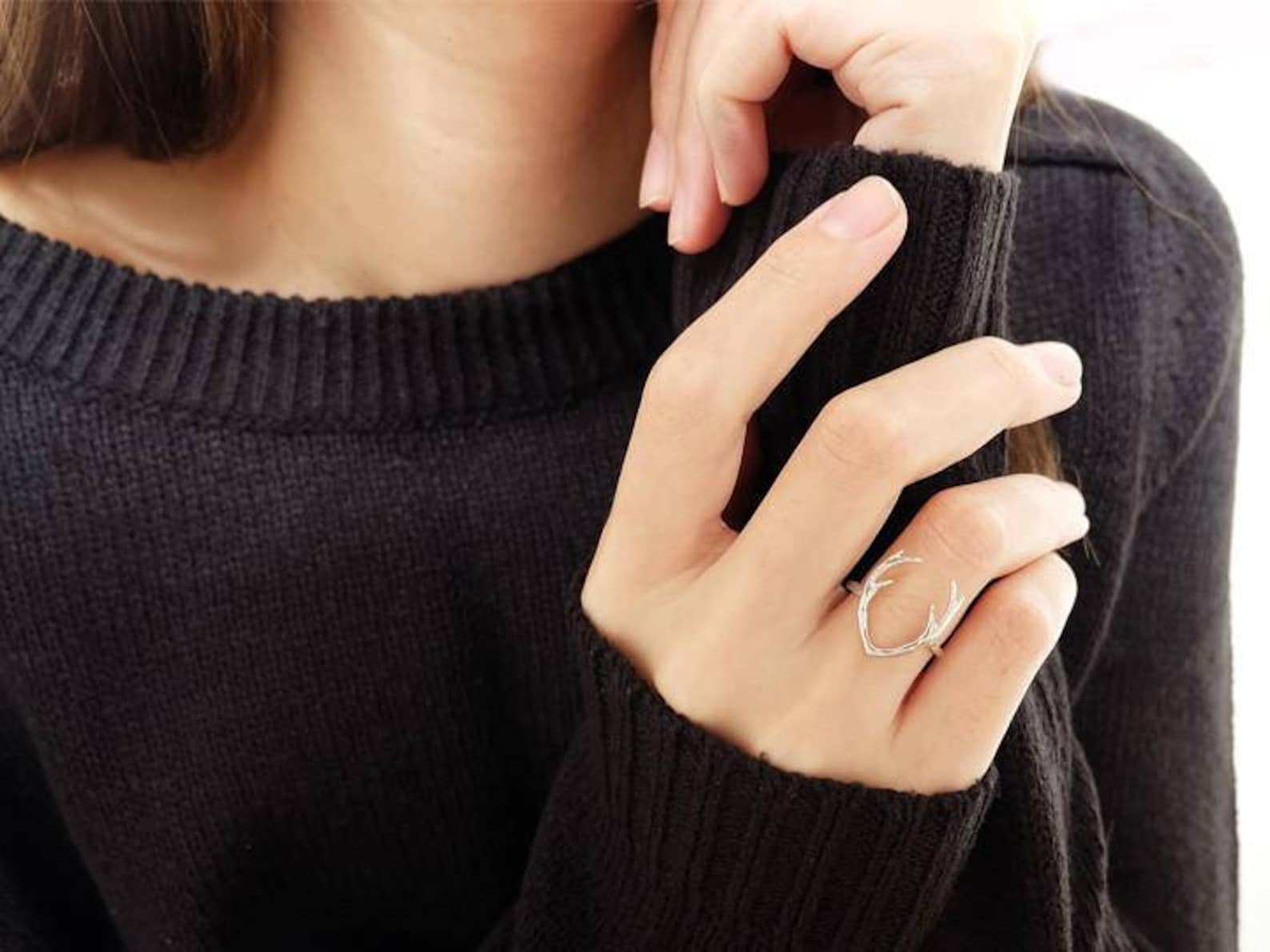 Deer Ring Silver Deer Ring Antler Ring Deer Jewelry Animal | Etsy