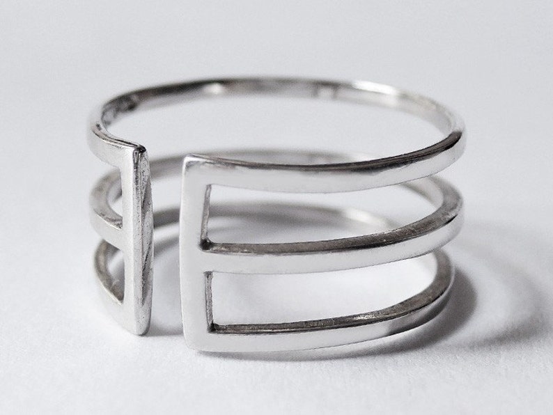 3 Line Ring Line Ring Adjustable Ring Minimalist Ring | Etsy