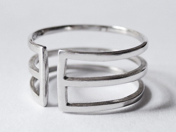 3 Line Ring Line Ring Adjustable Ring Minimalist Ring | Etsy