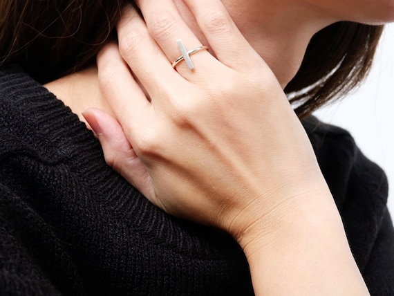 Sideway Cross Ring Bar Ring Cross Ring Sideway Cross | Etsy