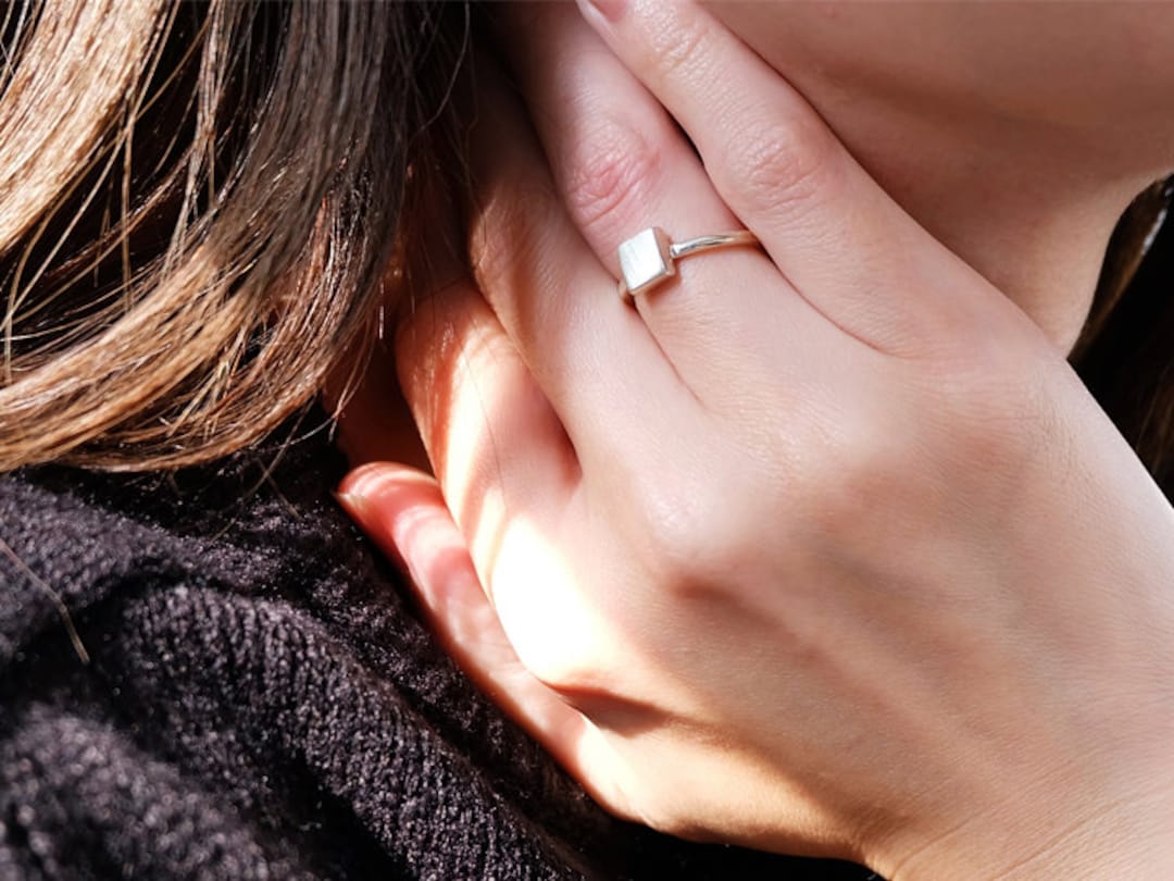 Square Ring, Geometric Jewelry, Geometric Ring, Silver Square Ring ...