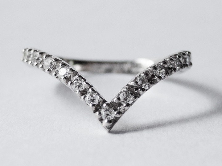 Cz Chevron Ring Chevron Ring Double Chevron Ring V Ring | Etsy