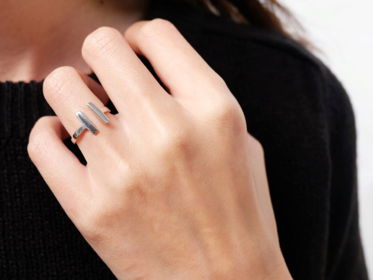 Parallel Bar Ring Double Bar Ring Bar Ring Geometric Ring - Etsy