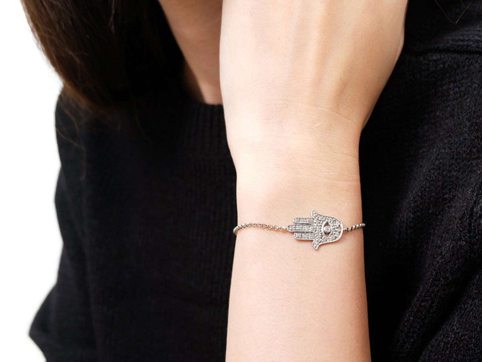 Hamsa Hand Bracelet Hamsa Hand Silver Hamsa Bracelet Hamsa | Etsy