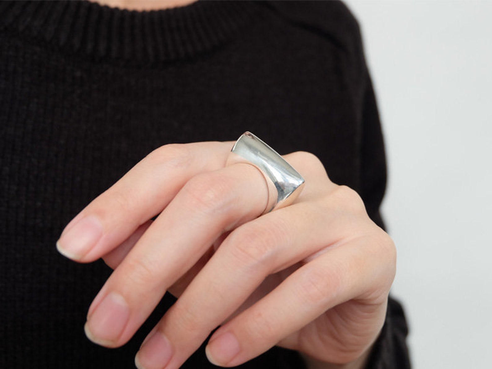 CHUNKY RING Sterling Silver Ring 925 Big Ring Geometric - Etsy