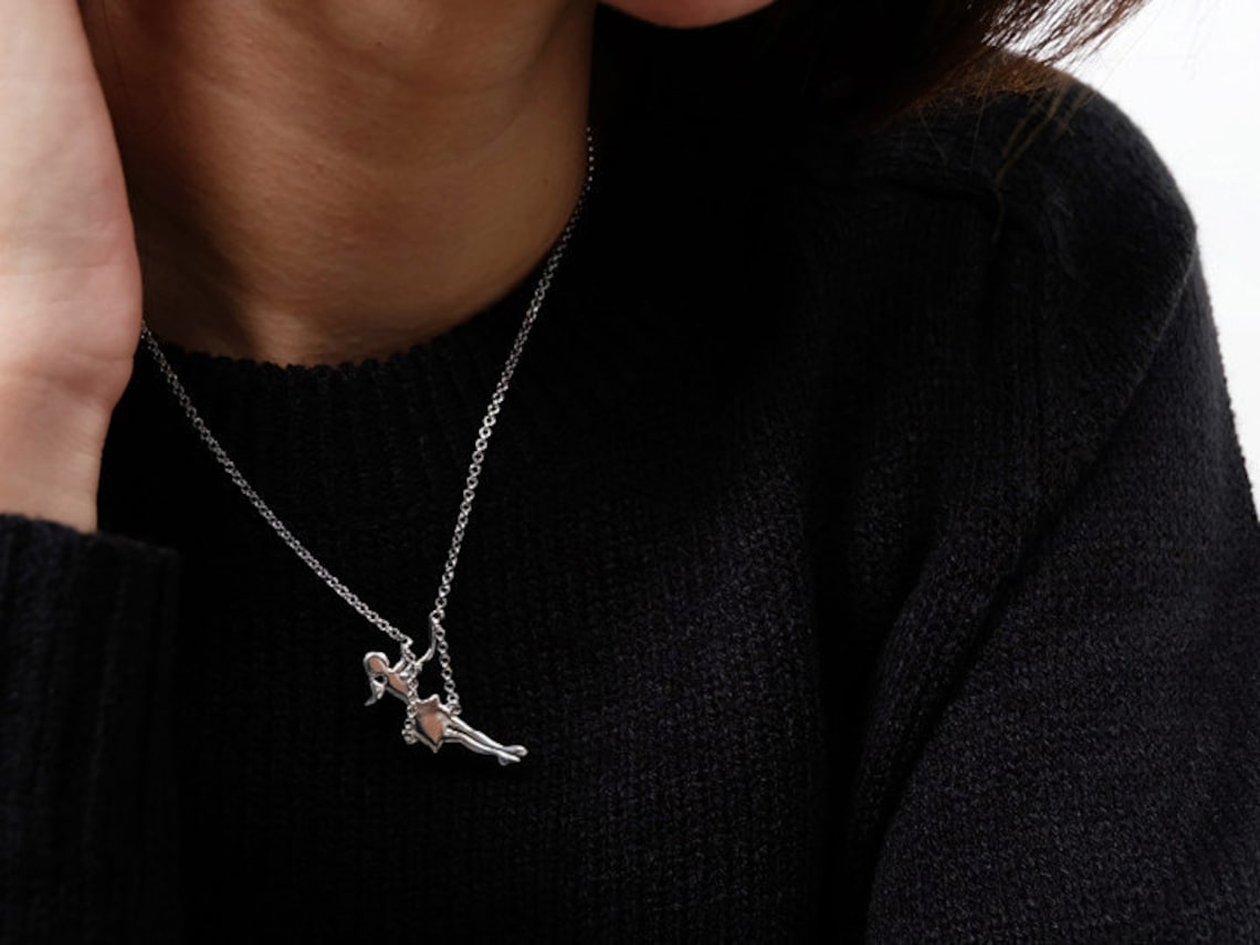 Girl on Swing Necklace, Dainty Necklace, Swinging Girl, Swing Necklace ...