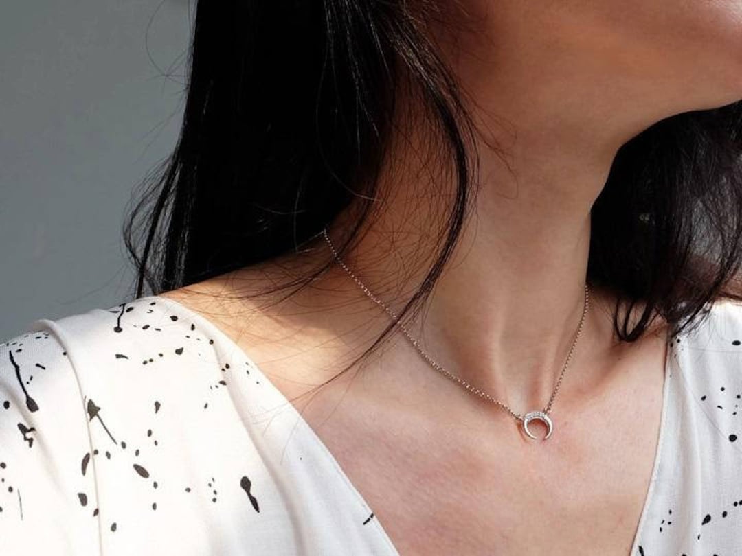 Horn Layered Necklace, Horn Necklace, Dainty Horn Choker Necklace ...