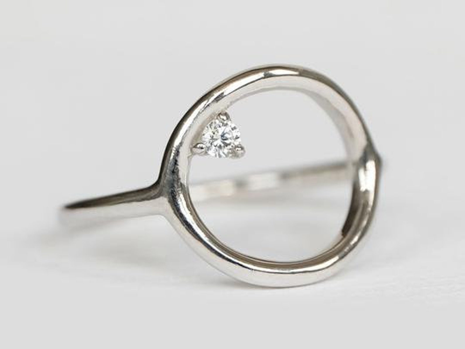 Open Circle Ring, Open Circle Ring, Silver Circle Ring, Minimalist Ring ...