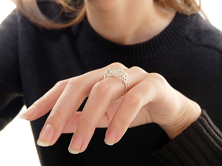 Bird in Cage Ring Bird Ring Sparrow Ring Animal Jewelry - Etsy