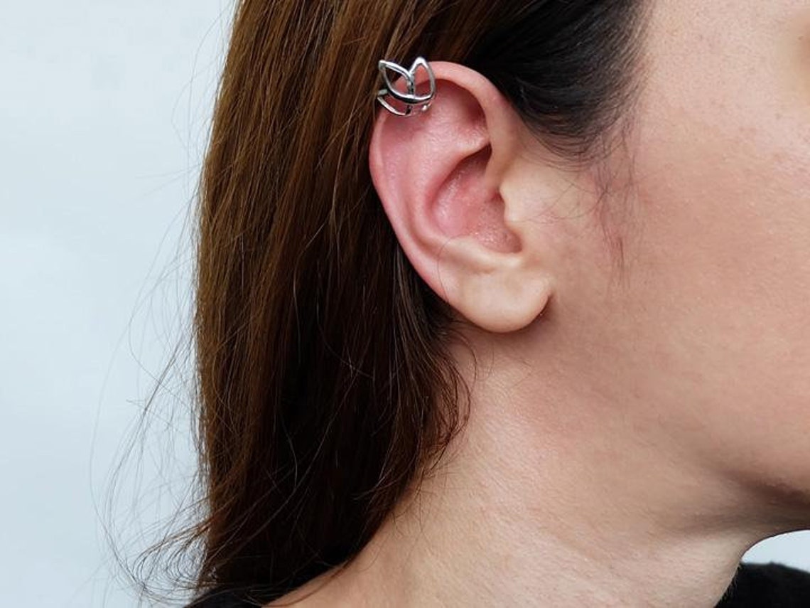Lotus ear cuff upper ear cuff lotus earrings everyday ear | Etsy