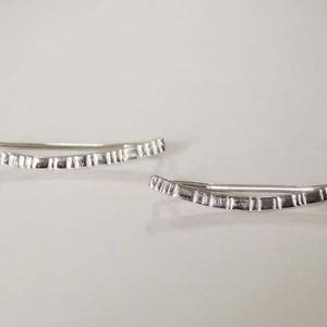 Bar Curved Earrings, Ear Climber Earrings, Long Ear Climber, Silver Ear ...