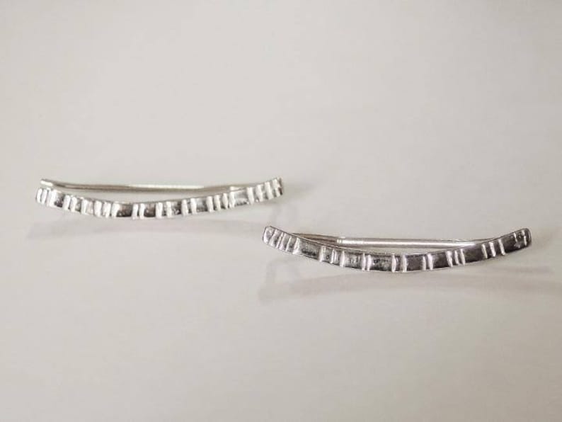 Bar Curved Earrings Ear Climber Earrings Long Ear Climber | Etsy