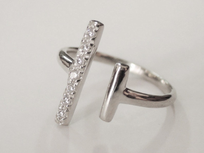Parallel Bar Ring Parallel Ring Long Silver Bar Ring Open - Etsy
