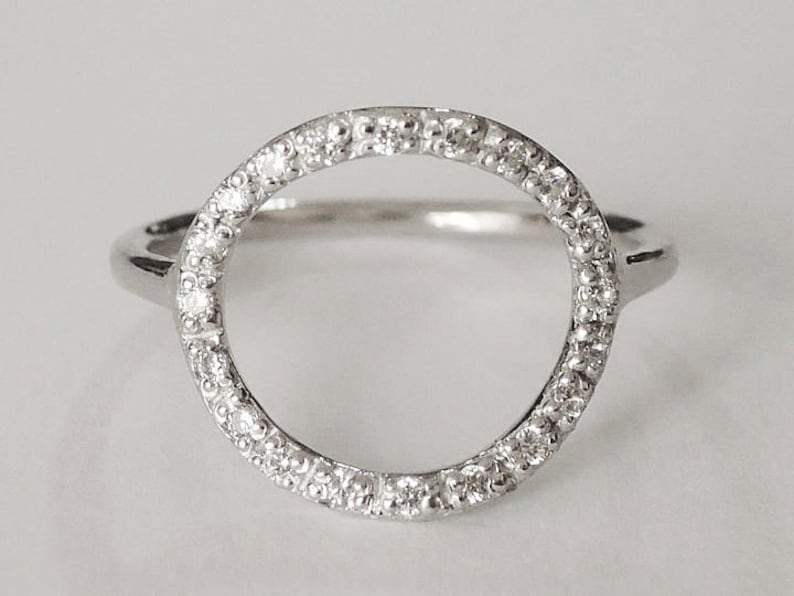 Cz Open Circle Ring, Open Circle Ring, Silver Circle Ring, Minimalist ...