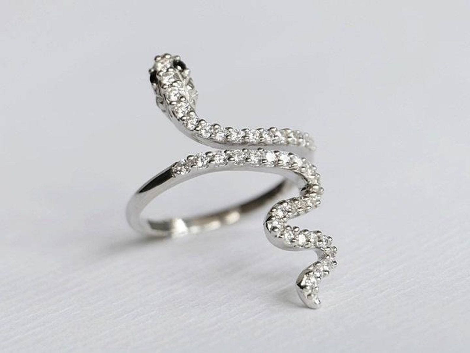 Snake ring eye snake ring silver snake ring adjustable | Etsy