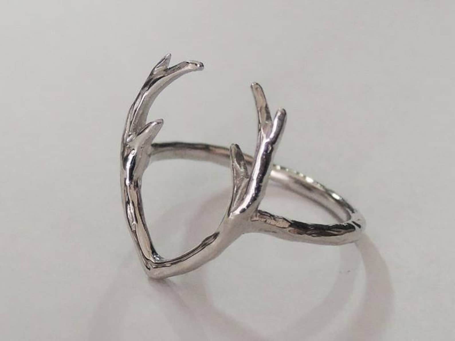 Deer Ring Silver Deer Ring Antler Ring Deer Jewelry Animal - Etsy