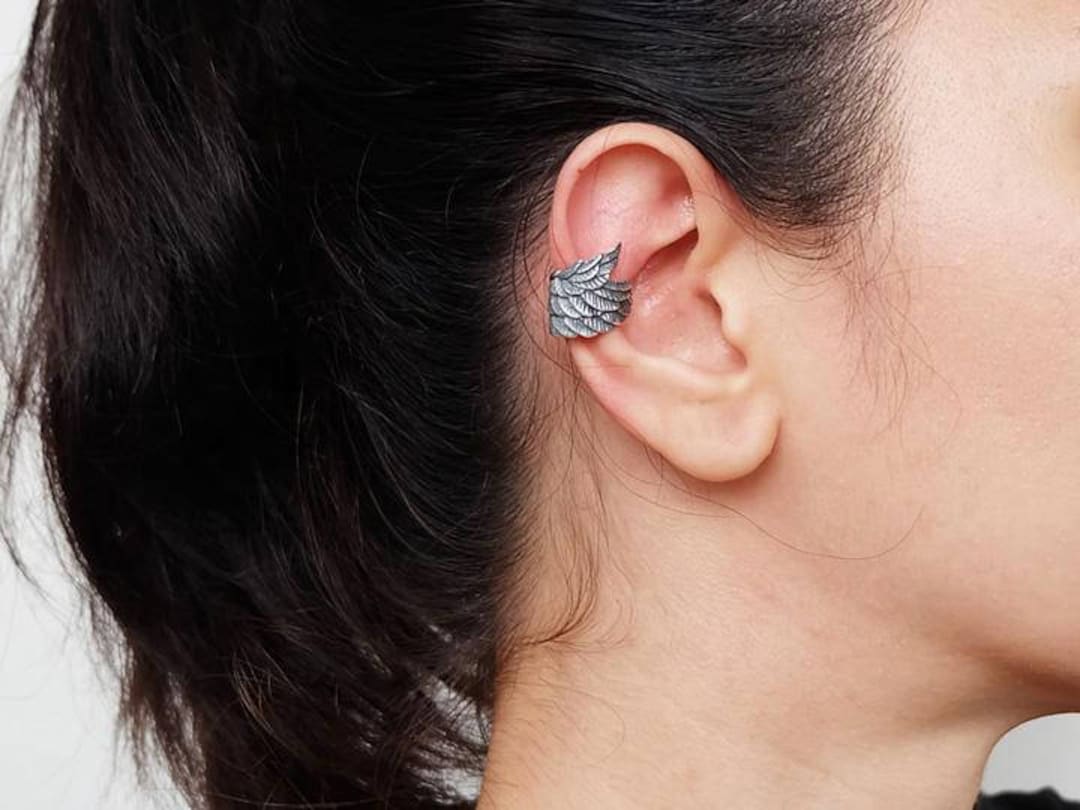 Angle Wing Ear Cuff, Ear Cuff No Piercing, Ear Cuff, Silver Ear Cuff ...