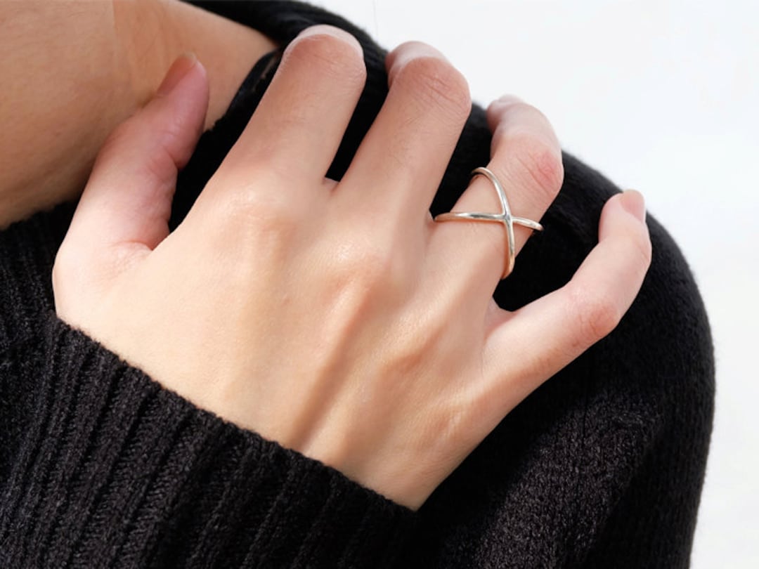 Cross X Ring, X Ring, Cross Ring, X Ring, Sideways Cross Ring, Silver ...