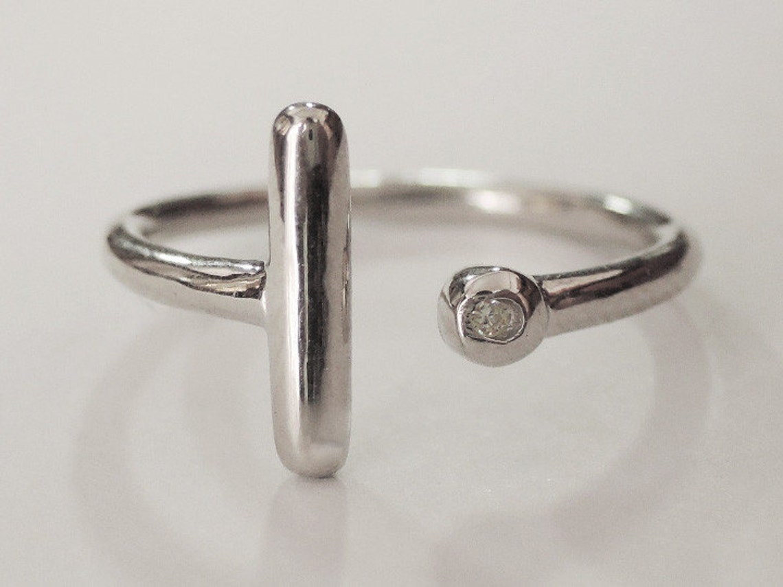 Open Bar Ring, Silver Bar Ring, Minimalist Ring, Geometric Ring ...