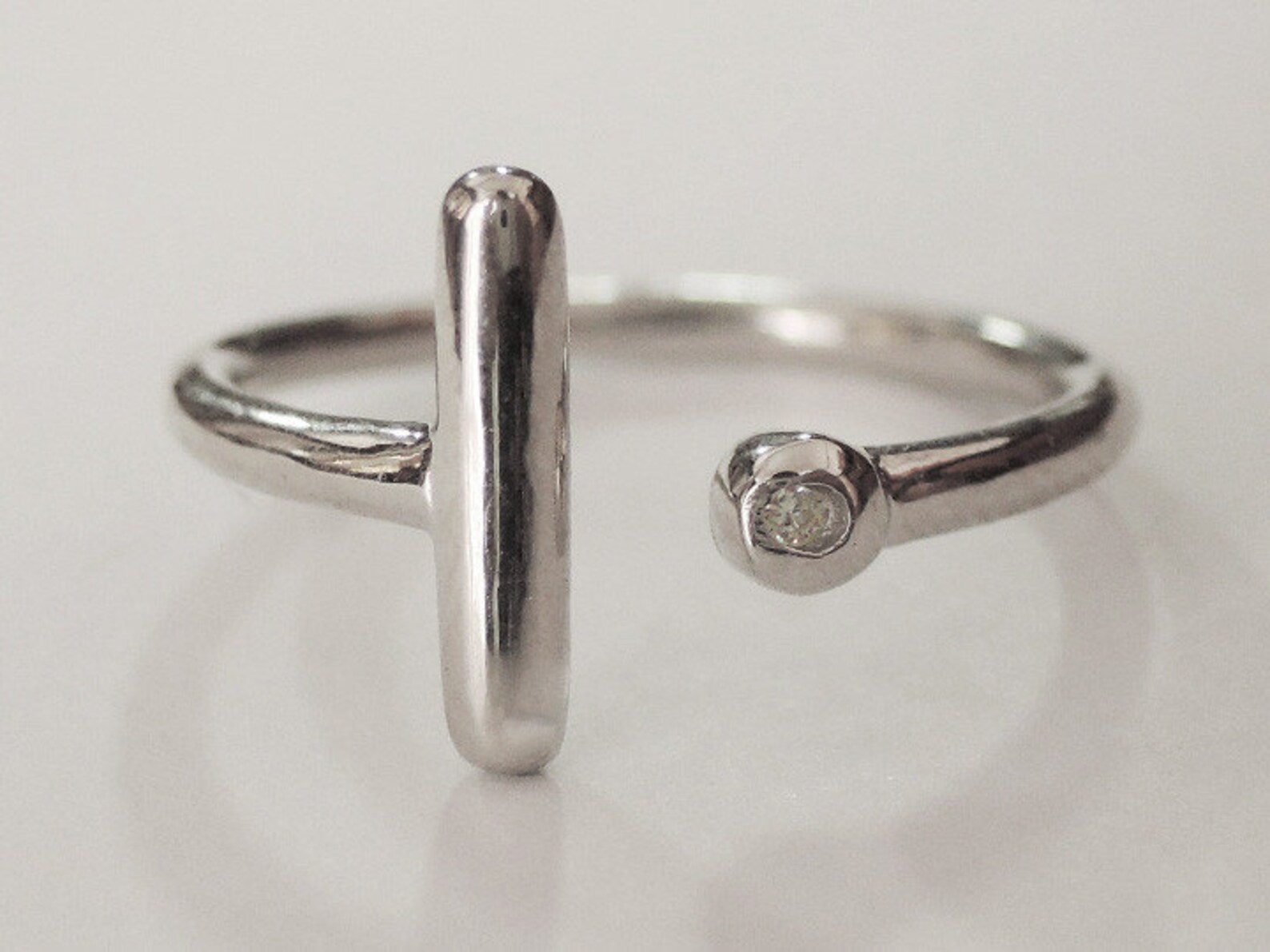 Open Bar Ring, Silver Bar Ring, Minimalist Ring, Geometric Ring ...