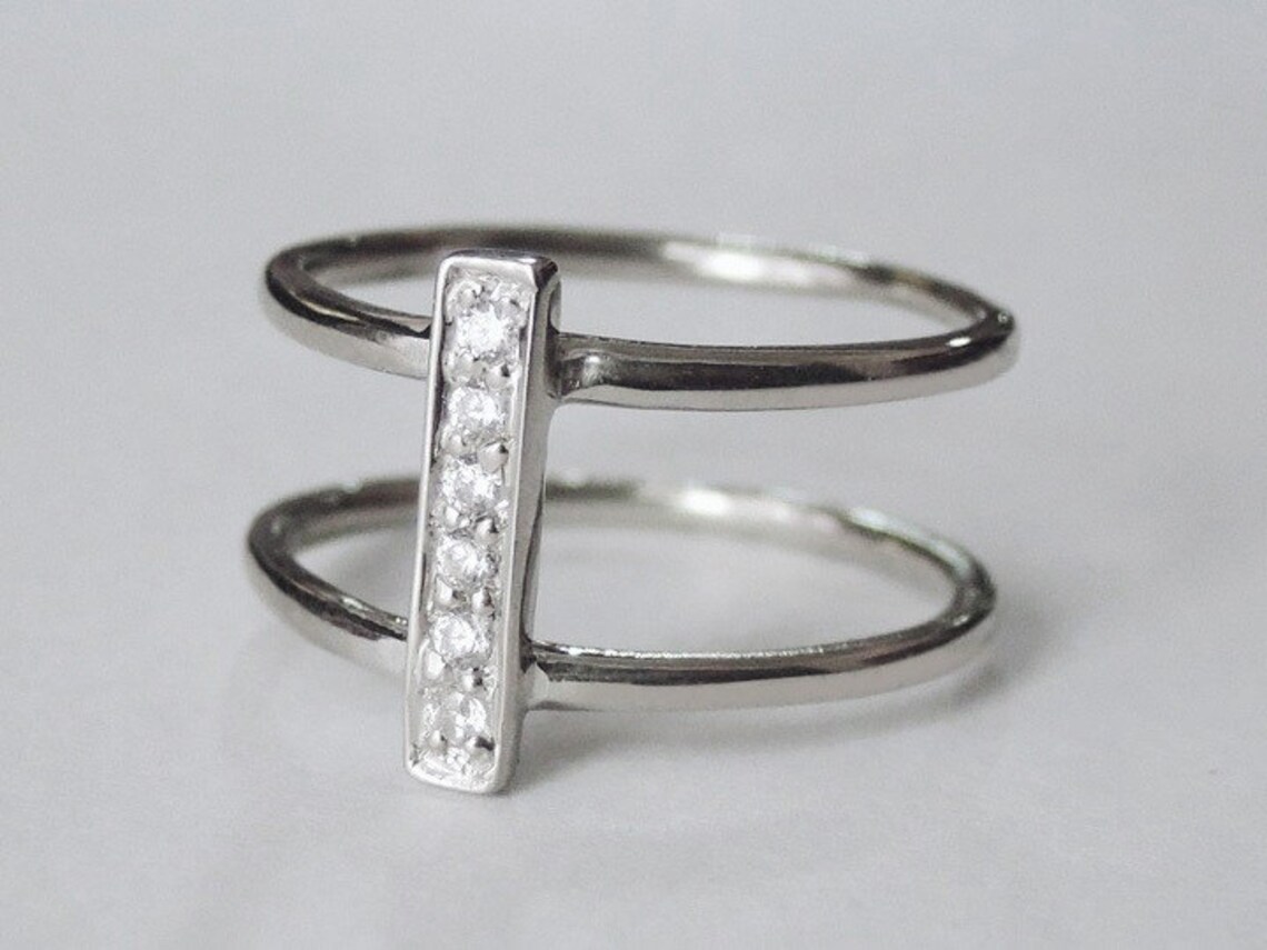 Two Band Ring Line Ring Minimalist Ring Modern Ring Simple | Etsy