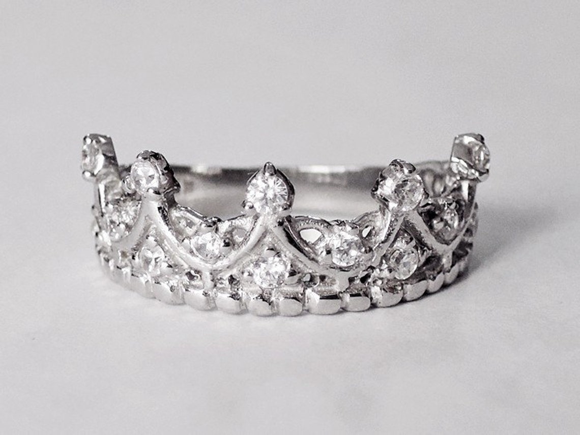 Cz crown ring princess ring tiara ring disney crown ring | Etsy