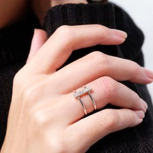 Two Band Ring, Line Ring, Minimalist Ring, Modern Ring, Simple Ring ...