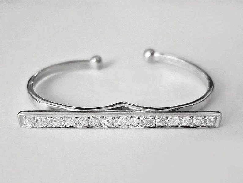 Double Finger Band Ring Cz Adjustable Ring Double Band Ring - Etsy