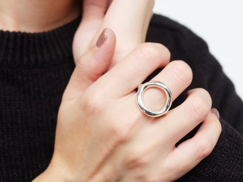 CIRCLE RING Large Circle Ring Solid Circle Ring Circle - Etsy