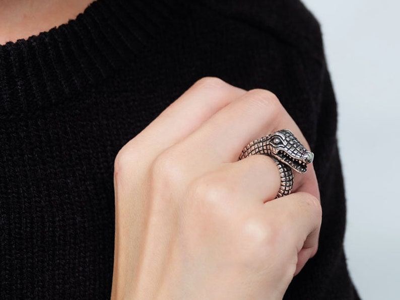 CROCODILE SILVER RING Crocodile Ring Crocodile Jewelry - Etsy