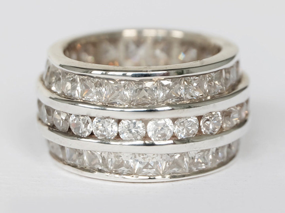 ZIRCONIA STATEMENT RING cubic zirconia ring silver band | Etsy