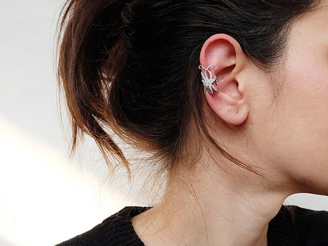 Ear Cuff Squid, Ear Cuff Climber, Silver Ear Cuff, Squid Earring ...