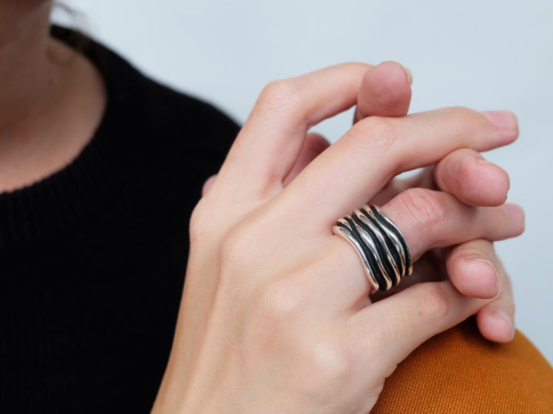 LINE ABSTRACT RING, Line Ring, Oxidized Ring, Silver Ring, Abstract ...