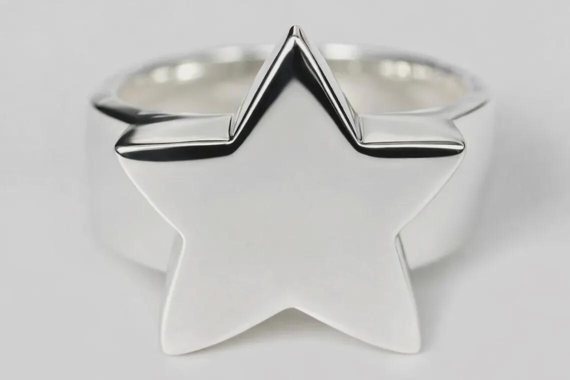 STAR SOLID RING, Silver Star Ring, Statement Ring, Star Ring, Chunky ...