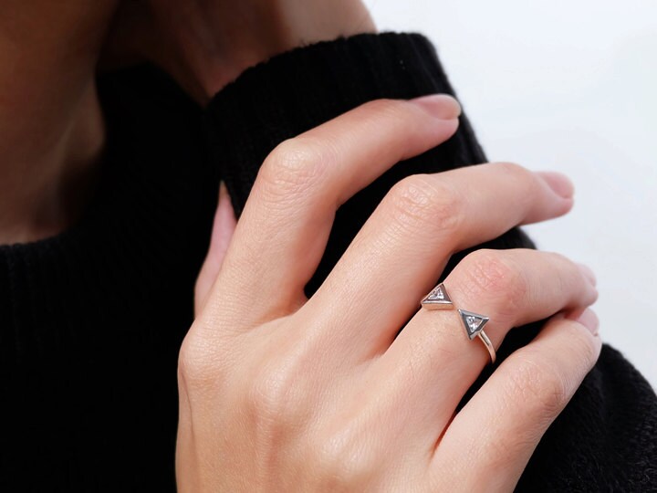Triangle ring geometric ring triangle silver triangle ring | Etsy