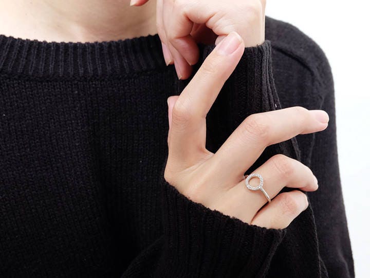 Cz Small Open Circle Ring Open Circle Ring Silver Circle - Etsy