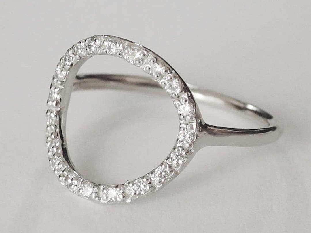 Cz Open Circle Ring, Open Circle Ring, Silver Circle Ring, Minimalist ...