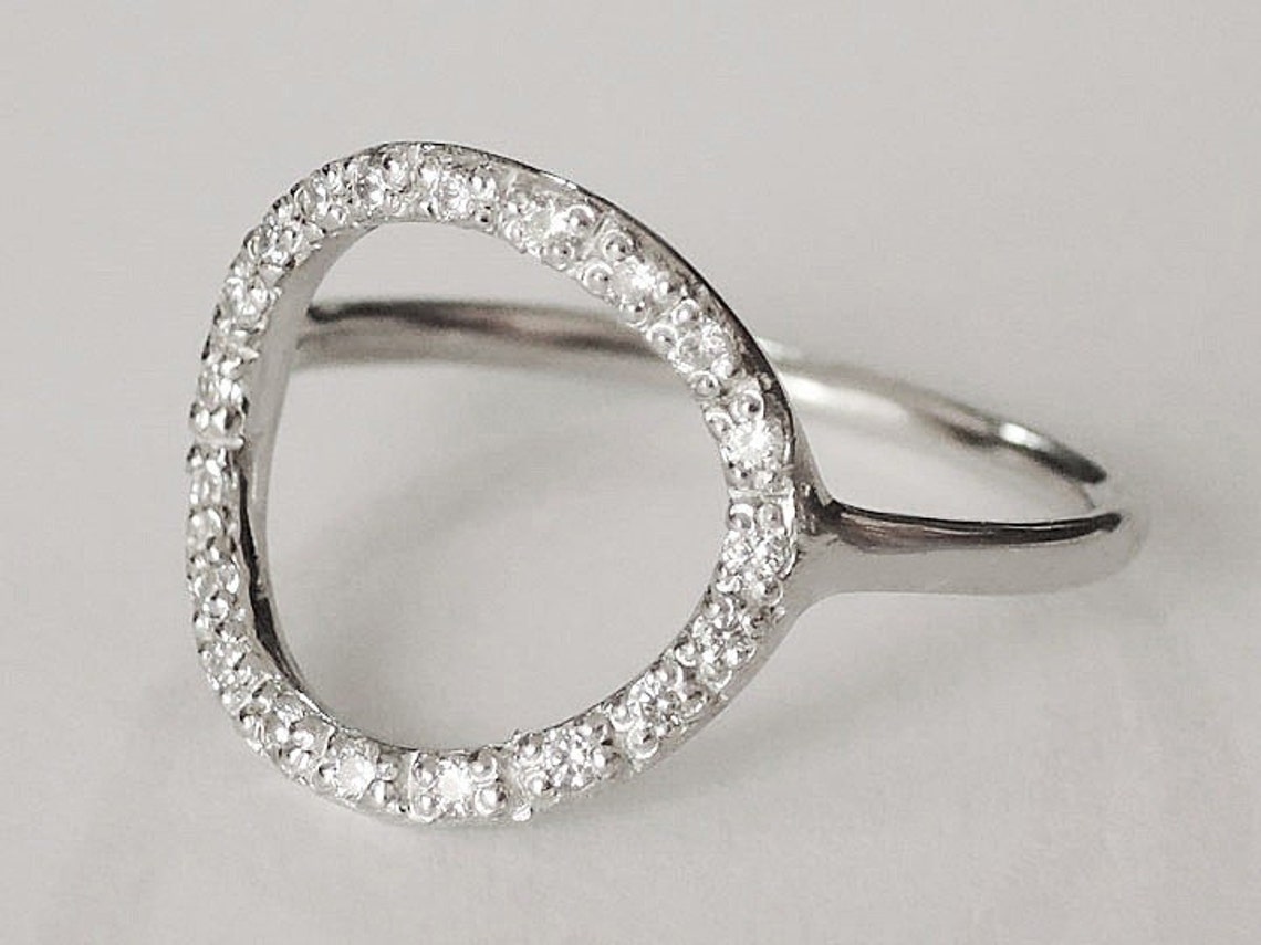 Cz Open Circle Ring Open Circle Ring Silver Circle Ring | Etsy