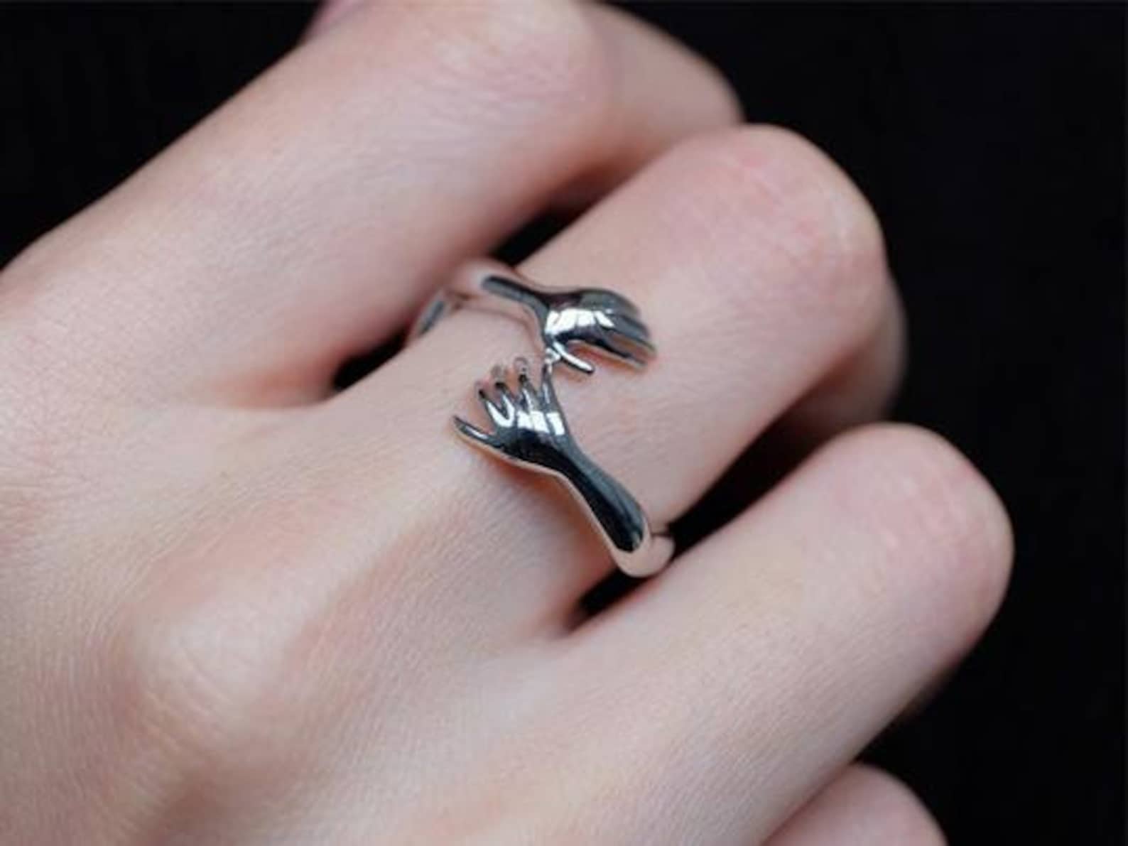 Hug ring hand ring hugging hands ring hold me tight | Etsy